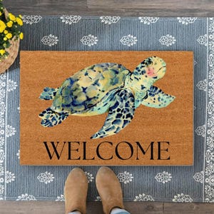 Sea Turtle Door Mat, Outdoor Mat, Beach House Doormat, Coastal Decor ...