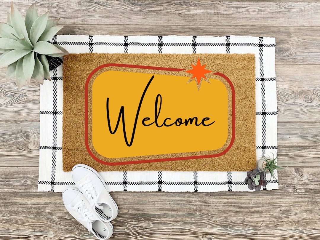 Retro Star Welcome Mat, Fun Mid Century Style Doormat, Mid Century ...