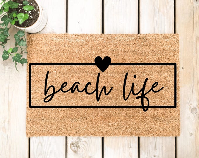 Beach Life Door Mat, Beach House Entry Mat, Coastal Porch Decor ...