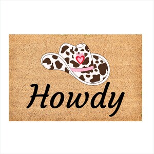 Pink Cowboy Hat Welcome Mat, Howdy Western Doormat, Cute Boho Outdoor ...