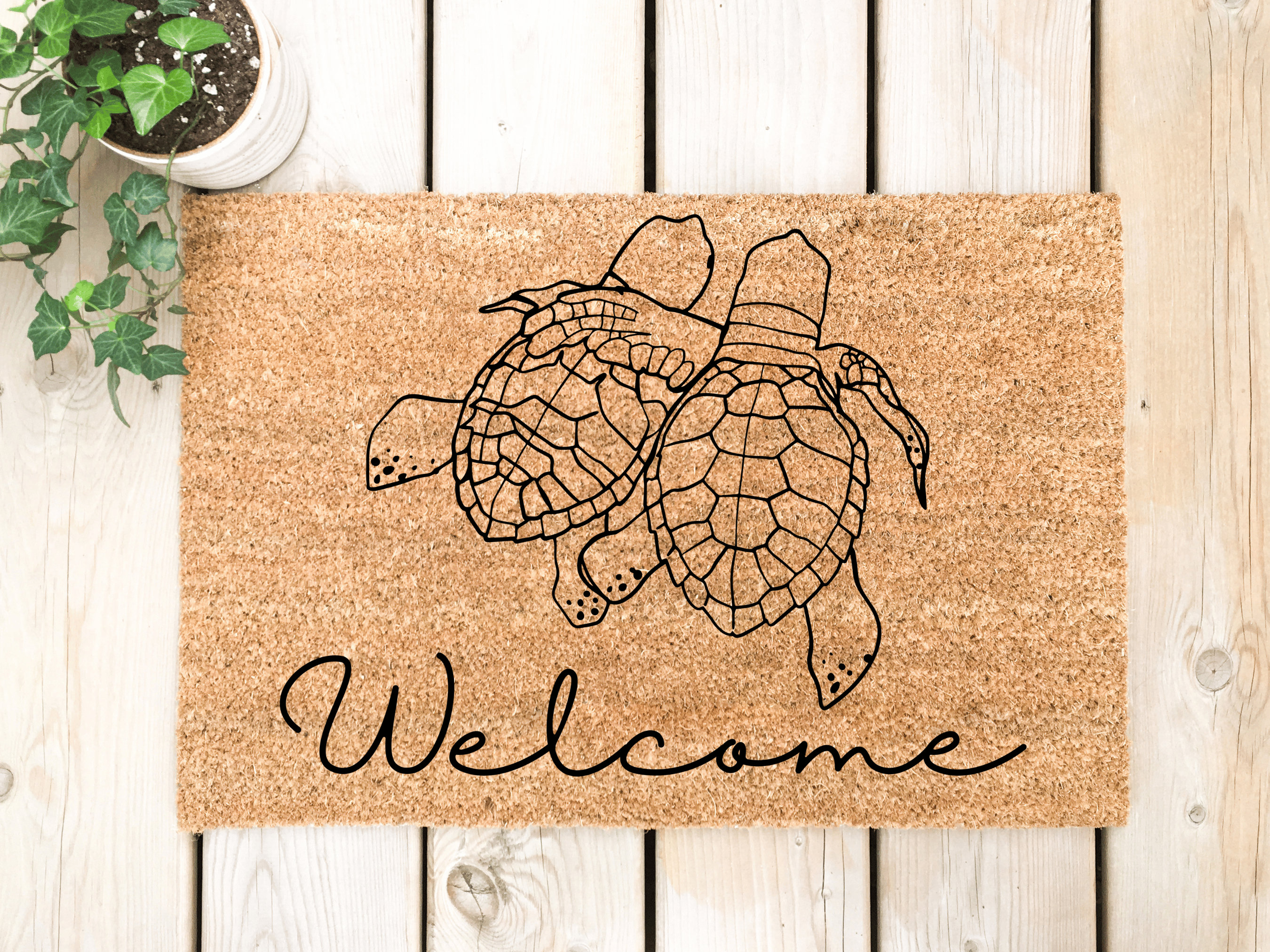 Sea Turtles Welcome Mat, Cute Coastal Decor Doormat, Turtle Love ...