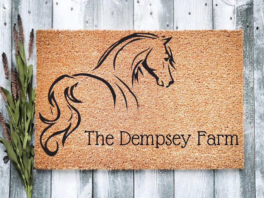 Custom Horse Farm Welcome Mat, Personalized Horse Doormat, Farmhouse ...