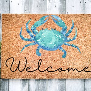 Beachy Welcome Mat, Cute Coastal Decor Outdoor Mat, Crab Doormat for ...