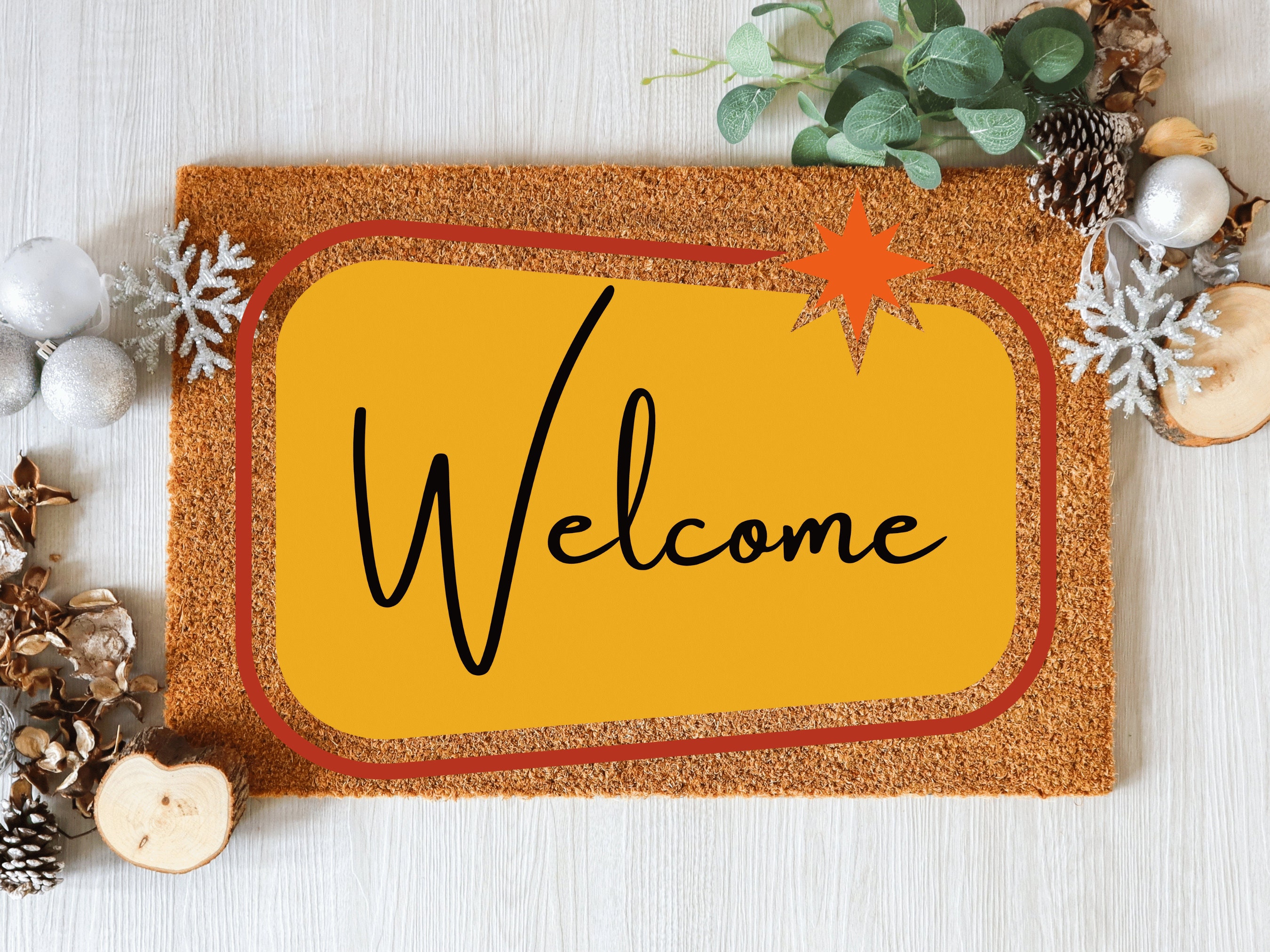 Retro Star Welcome Mat, Fun Mid Century Style Doormat, Mid Century ...