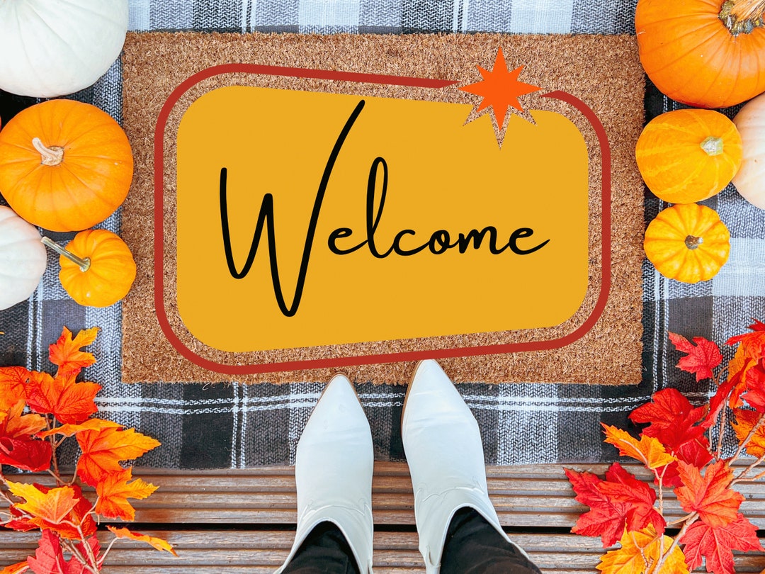 Retro Star Welcome Mat, Fun Mid Century Style Doormat, Mid Century ...