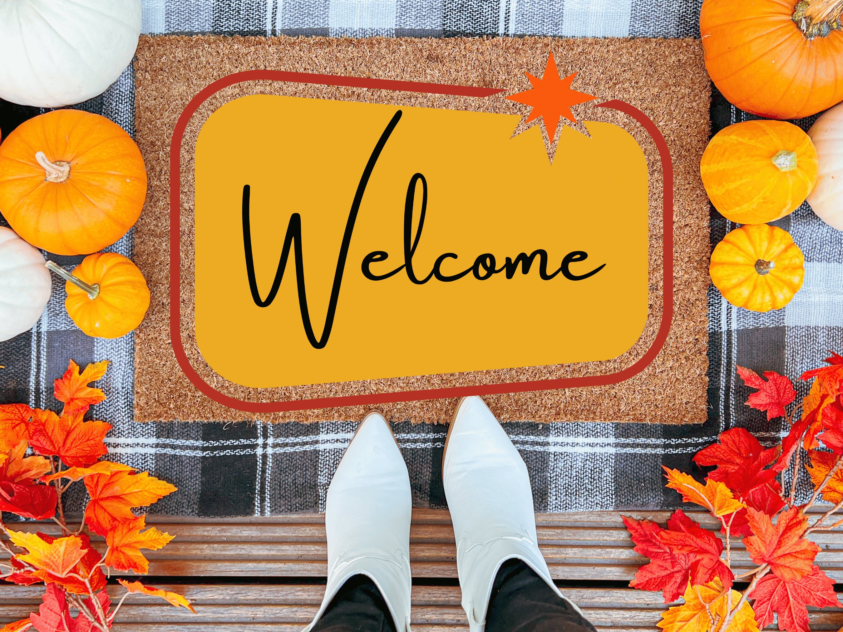 Retro Star Welcome Mat, Fun Mid Century Style Doormat, Mid Century ...