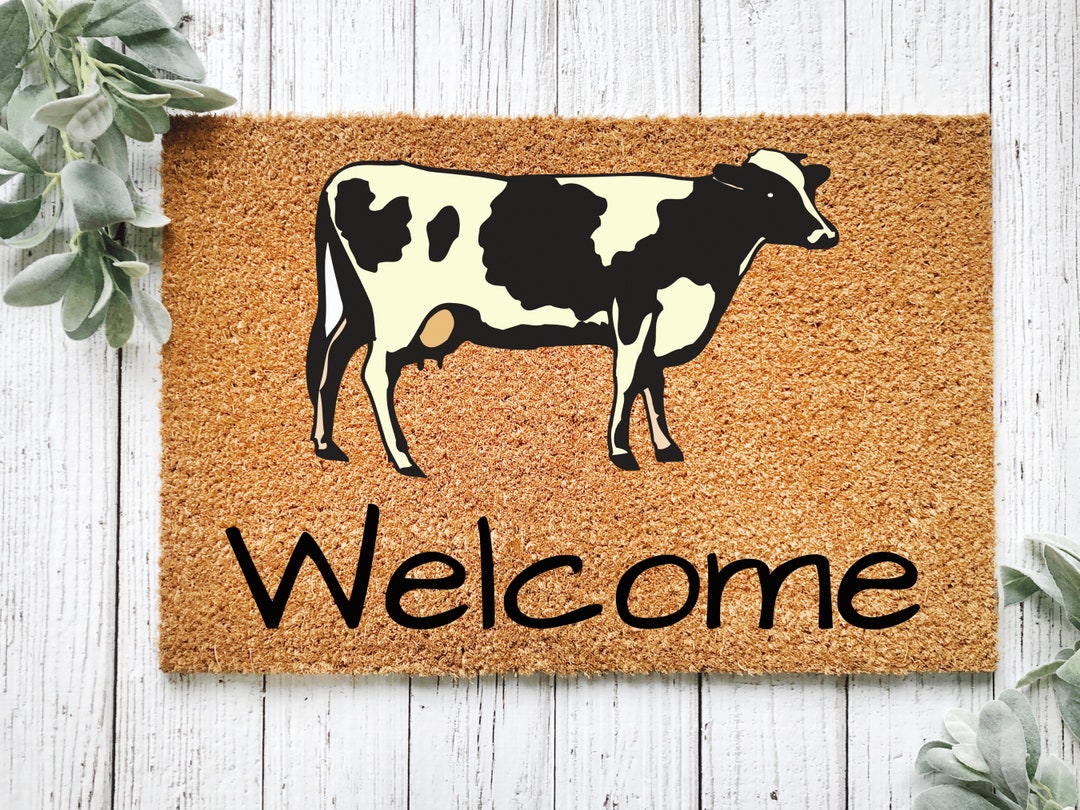 Cow Welcome Mat, Country Welcome Mat, Farmhouse Decor, Farm Welcome Mat ...