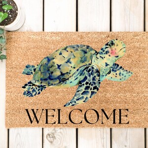 Sea Turtle Door Mat, Outdoor Mat, Beach House Doormat, Coastal Decor ...