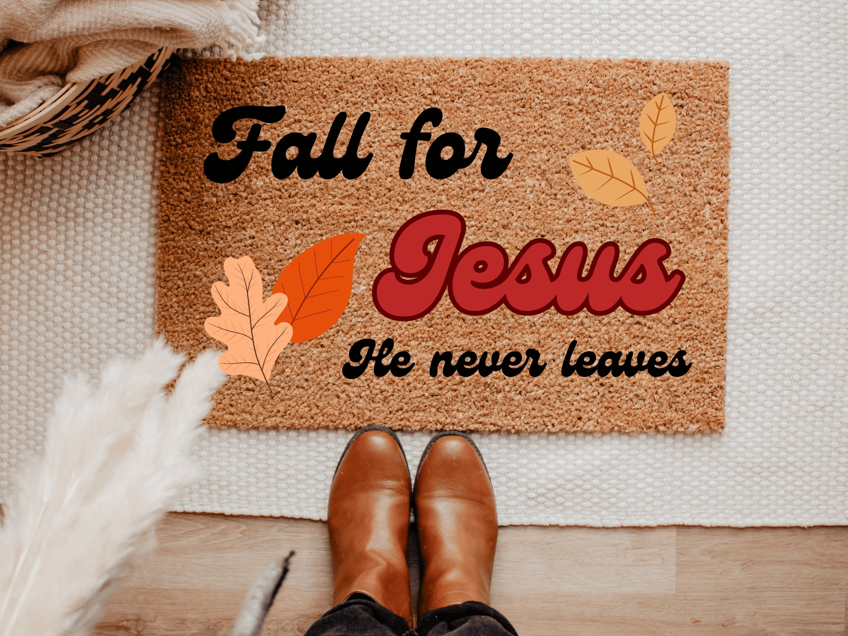 Retro Fall for Jesus Welcome Mat, Cute Christian Fall Doormat, Fall for ...