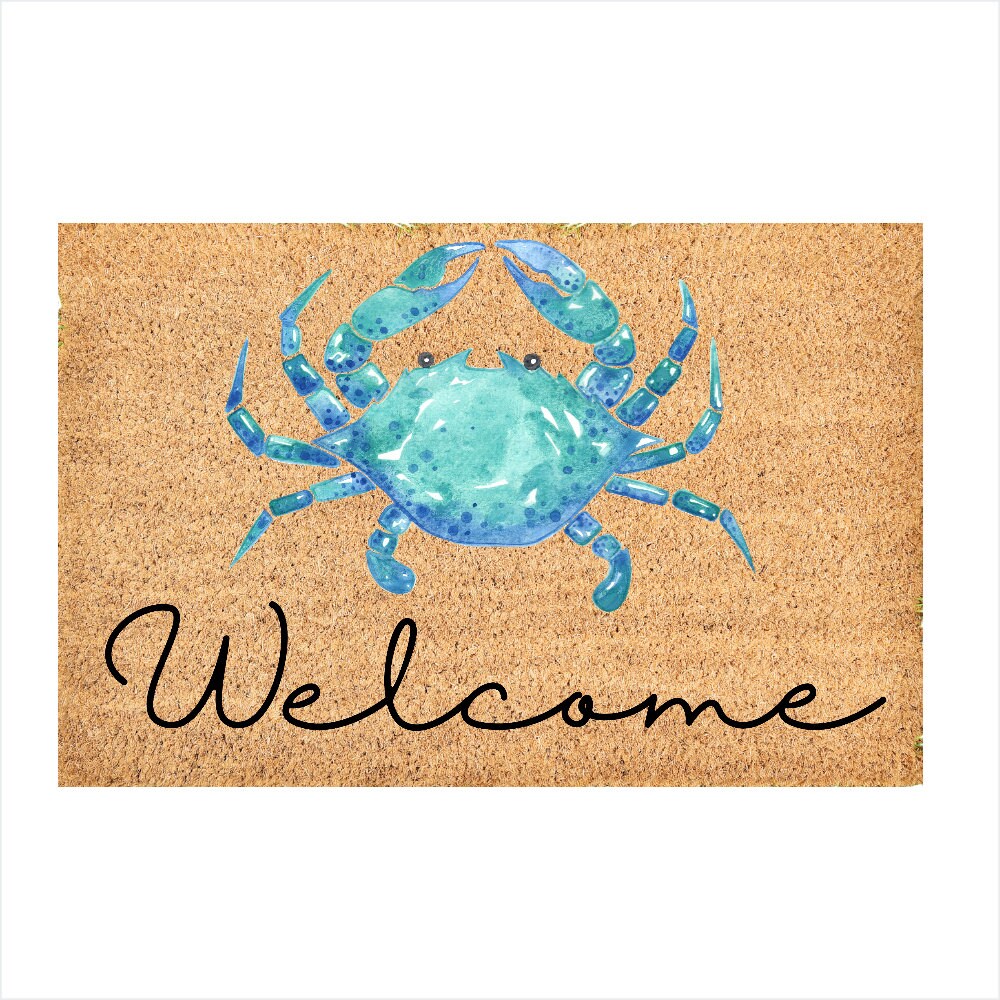 Beachy Welcome Mat, Cute Coastal Decor Outdoor Mat, Crab Doormat for ...
