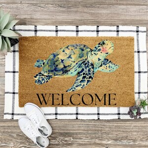 Sea Turtle Door Mat, Outdoor Mat, Beach House Doormat, Coastal Decor ...