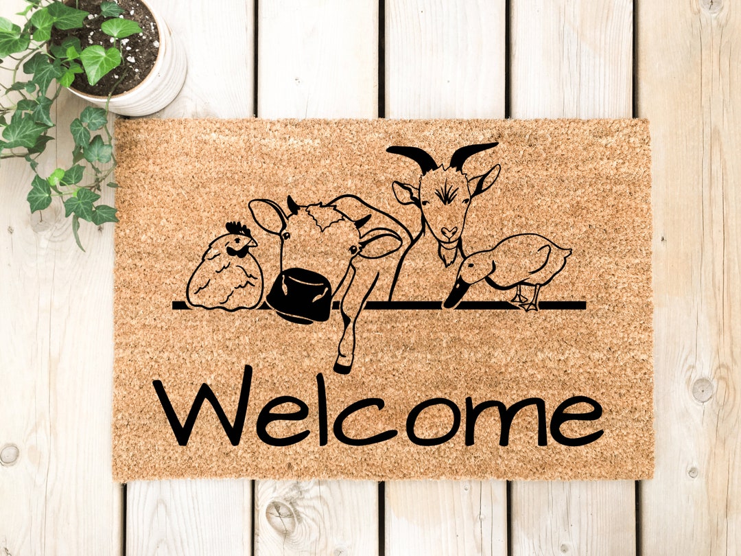 Farm Animals Welcome Mat, Farm Doormat, Farmhouse Decor Mat, Farmhouse ...
