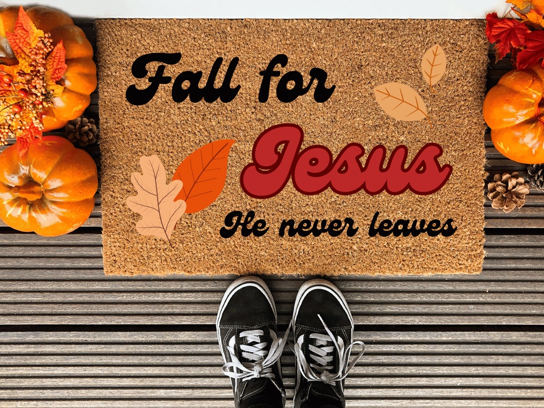 Retro Fall for Jesus Welcome Mat, Cute Christian Fall Doormat, Fall for ...
