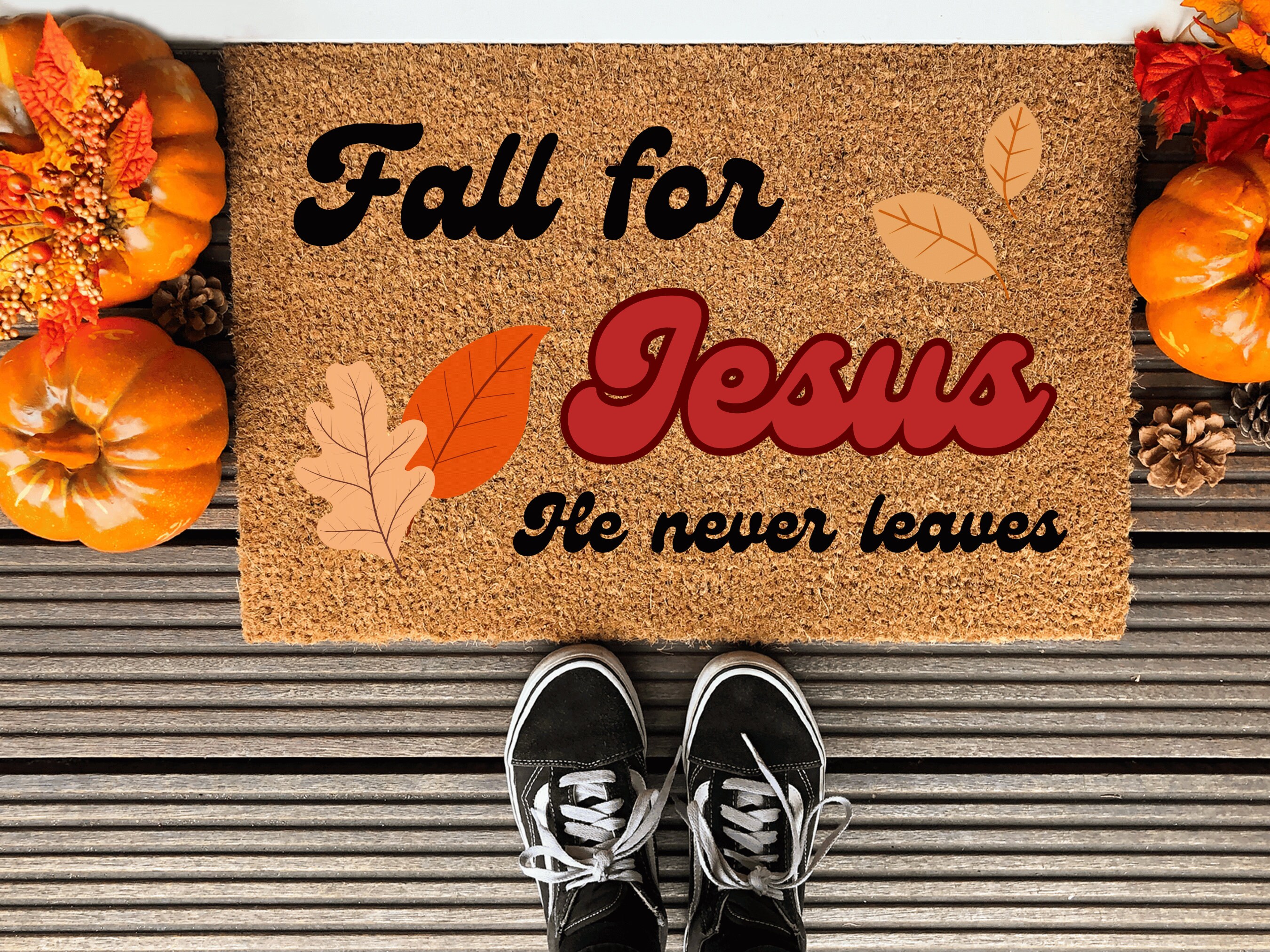 Retro Fall for Jesus Welcome Mat, Cute Christian Fall Doormat, Fall for ...
