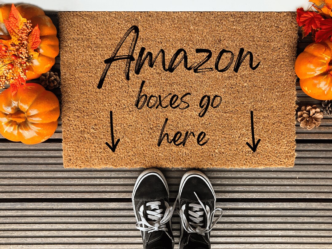 Amazon Boxes Go Here Welcome Mat, Cute Amazon Doormat, Fun Doormat for ...
