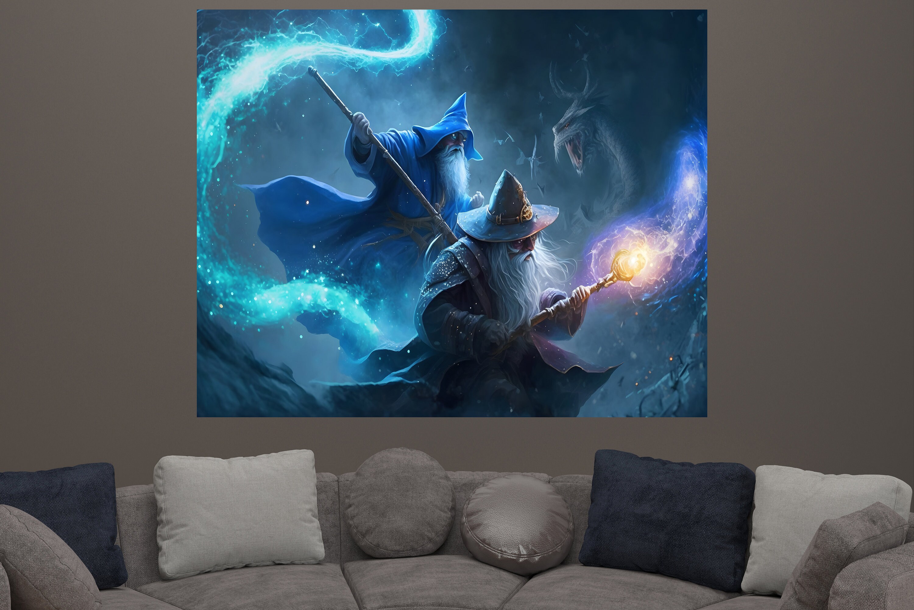 Wizards Fighting A Horde, Digital Art Print, Digital Download, AI Art ...