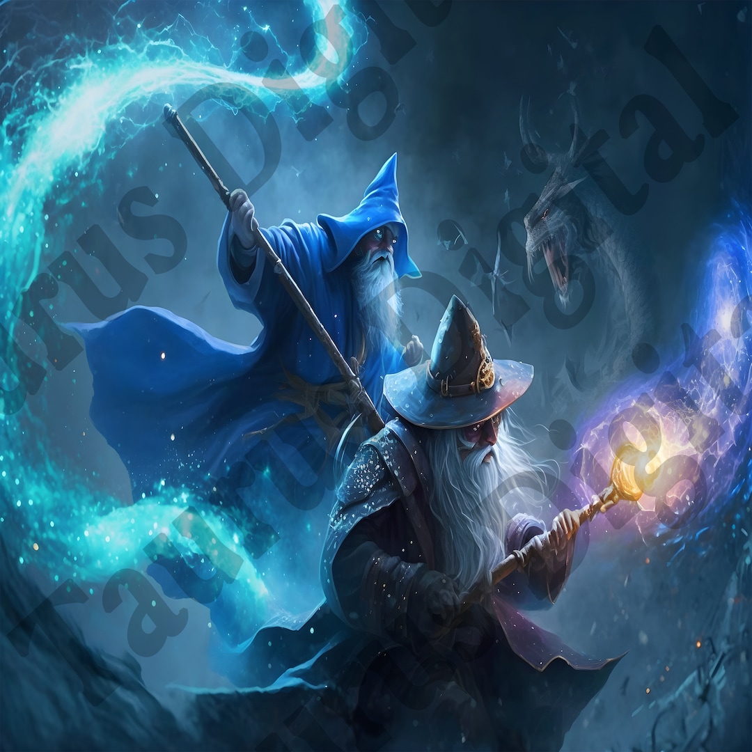 Wizards Fighting A Horde, Digital Art Print, Digital Download, AI Art ...