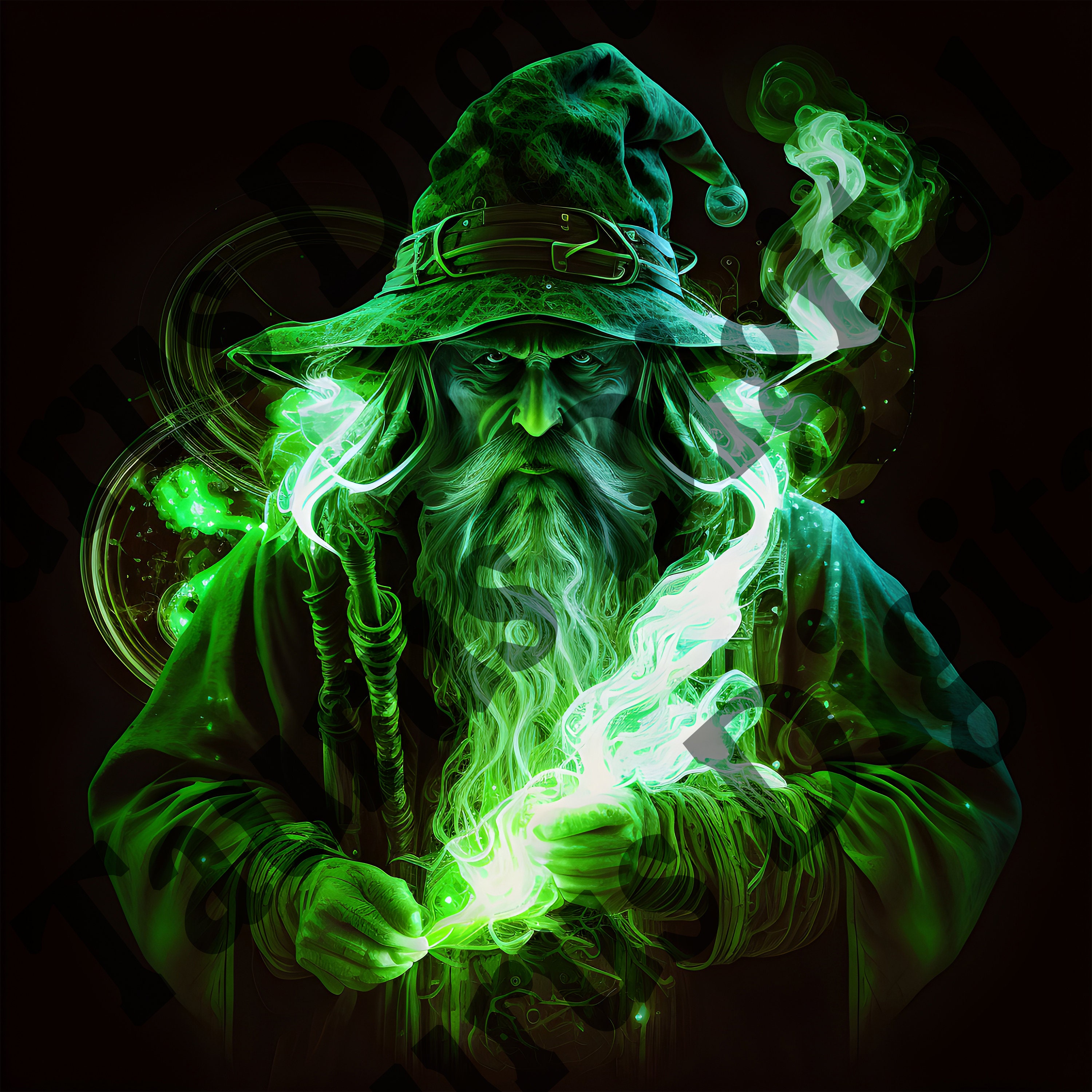 Green Wizard, Digital Art Print, Digital Download, AI Art, AI Generated ... Green Wizard, Digital Art Print, Digital Download, AI Art, AI Generated ...