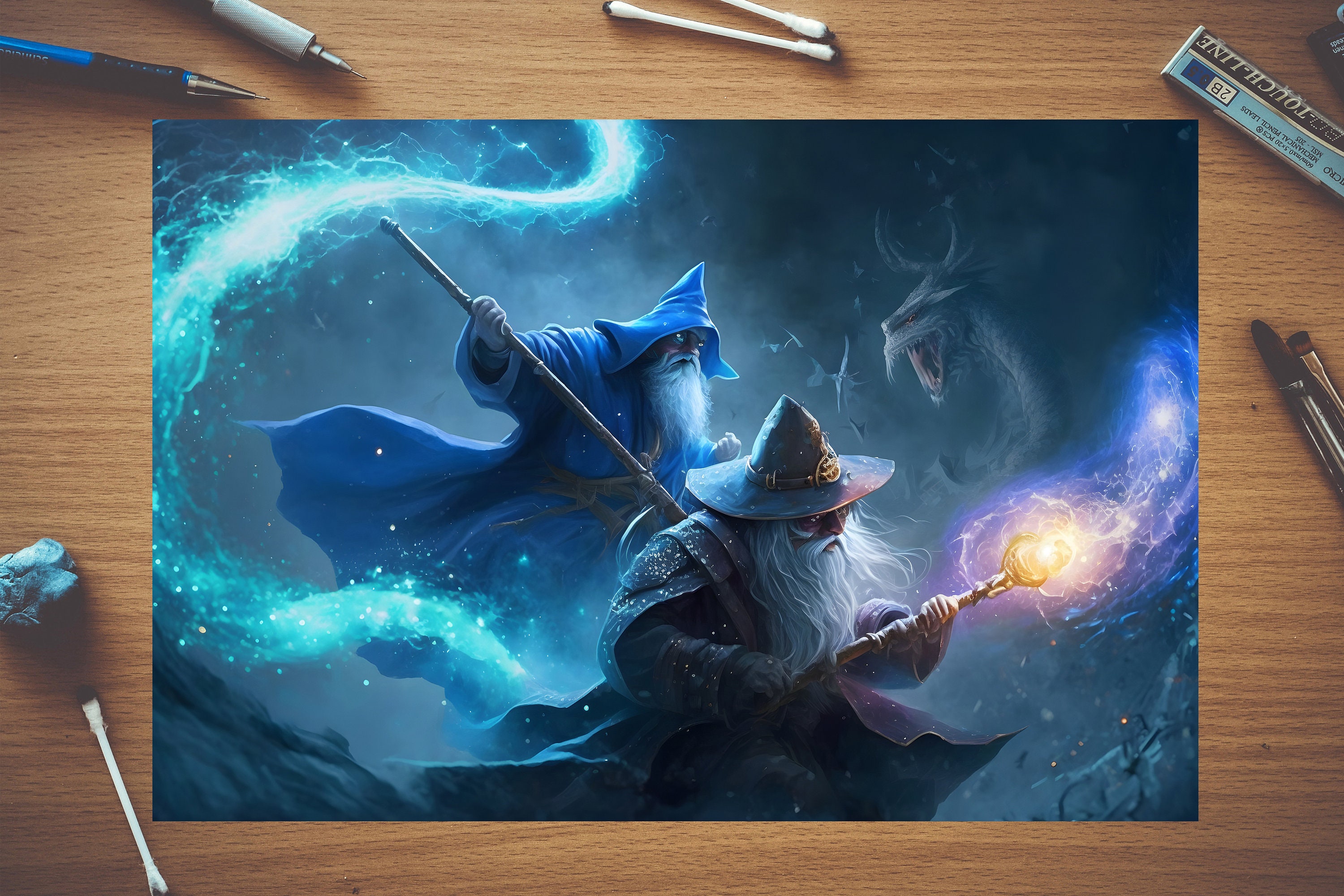 Wizards Fighting A Horde, Digital Art Print, Digital Download, AI Art ...