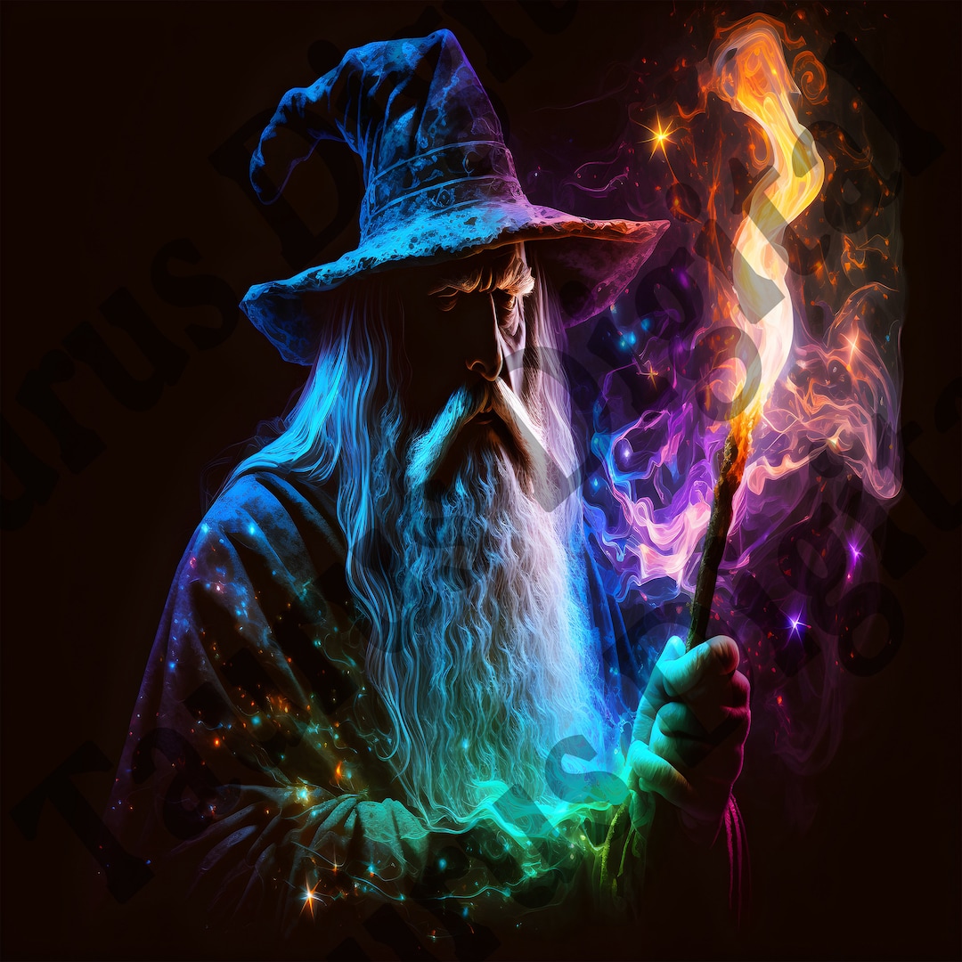 Wizard, Digital Art Print, Digital Download, AI Art, AI Generated, Wall ...
