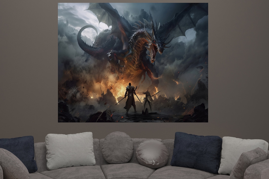 The Black Dragon, Digital Art Print, Digital Download, AI Art, AI ...