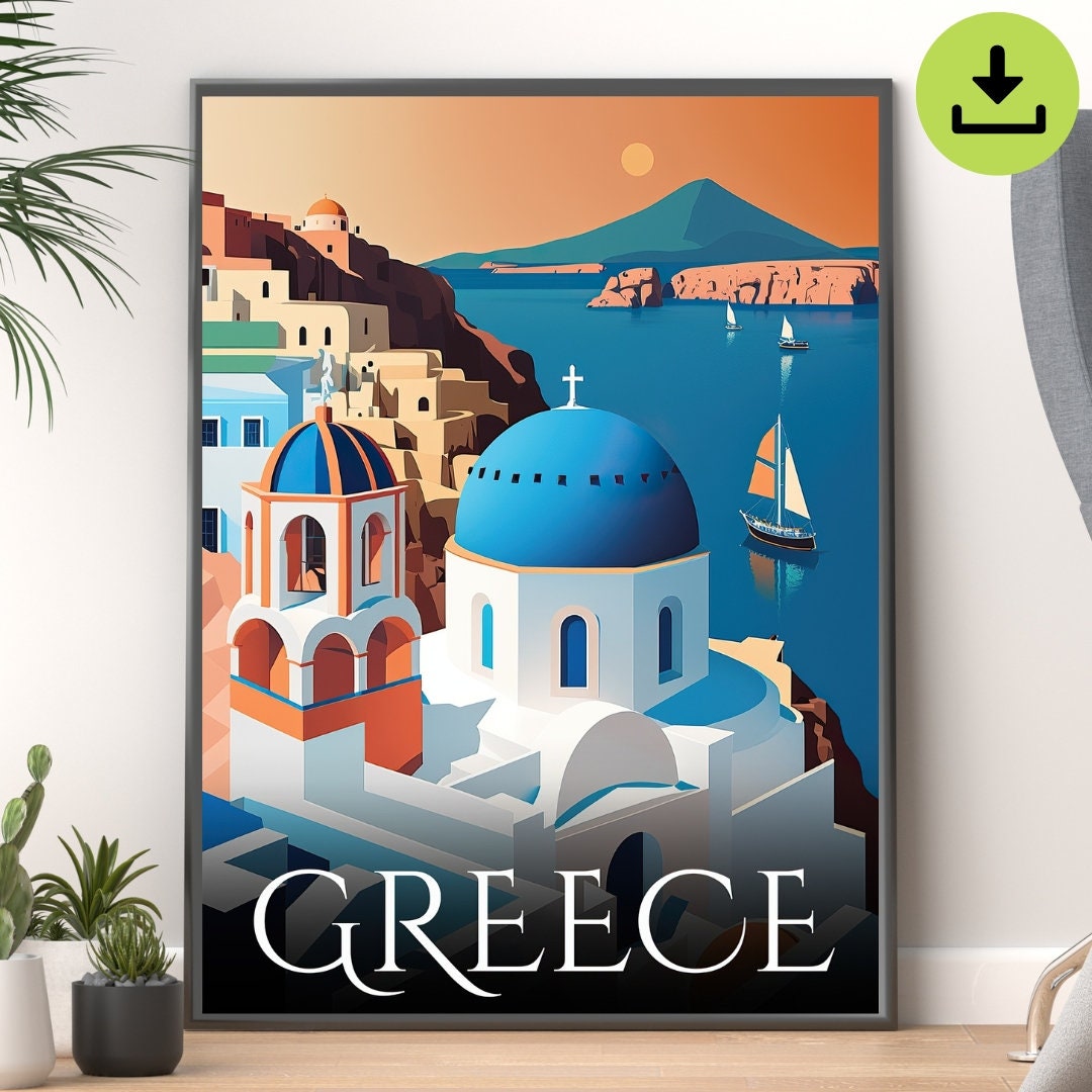 Greece Digital Downloadable Travel Poster Printable Wall Art for Home ...