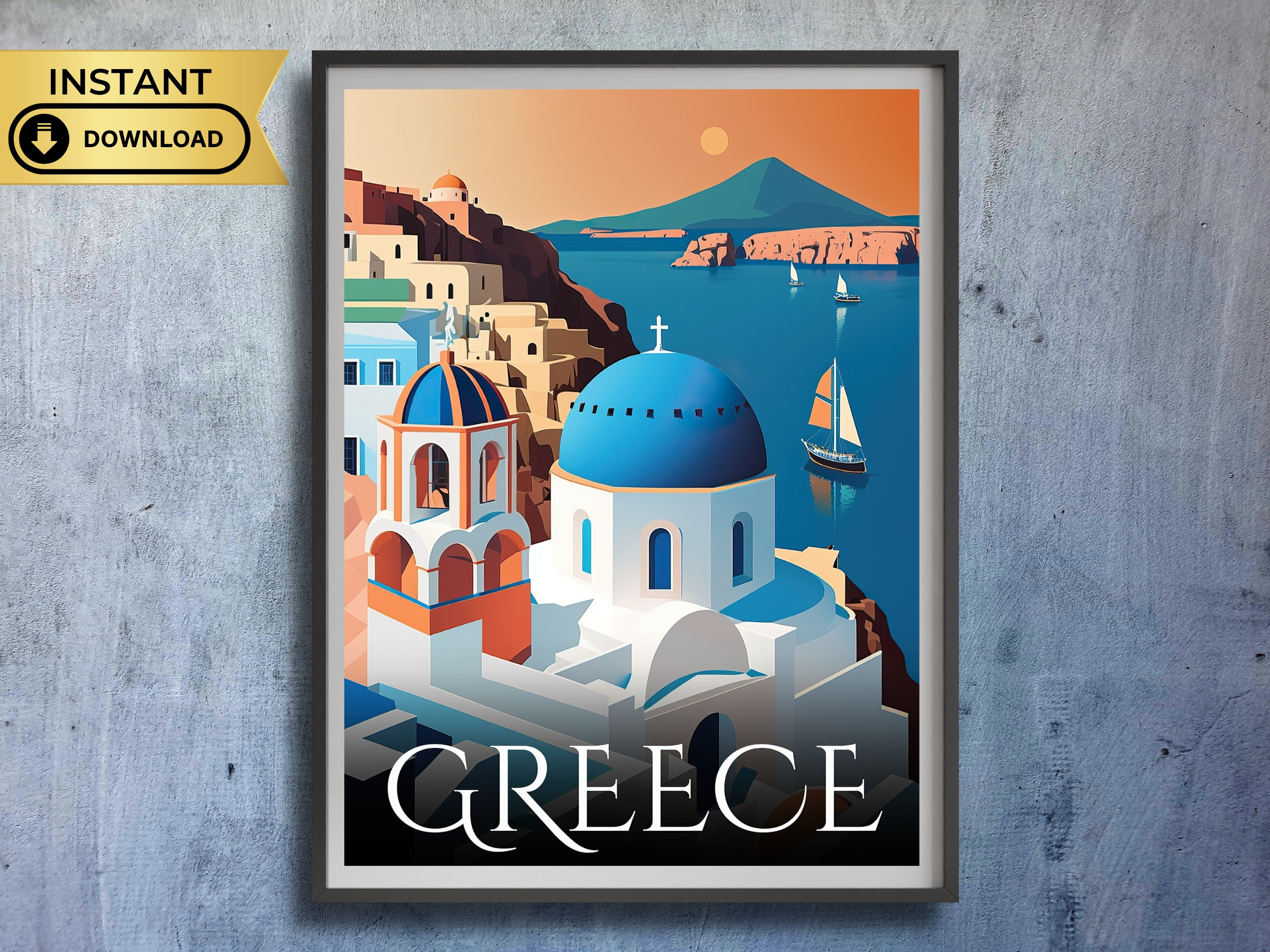 Greece Digital Downloadable Travel Poster Printable Wall Art - Etsy
