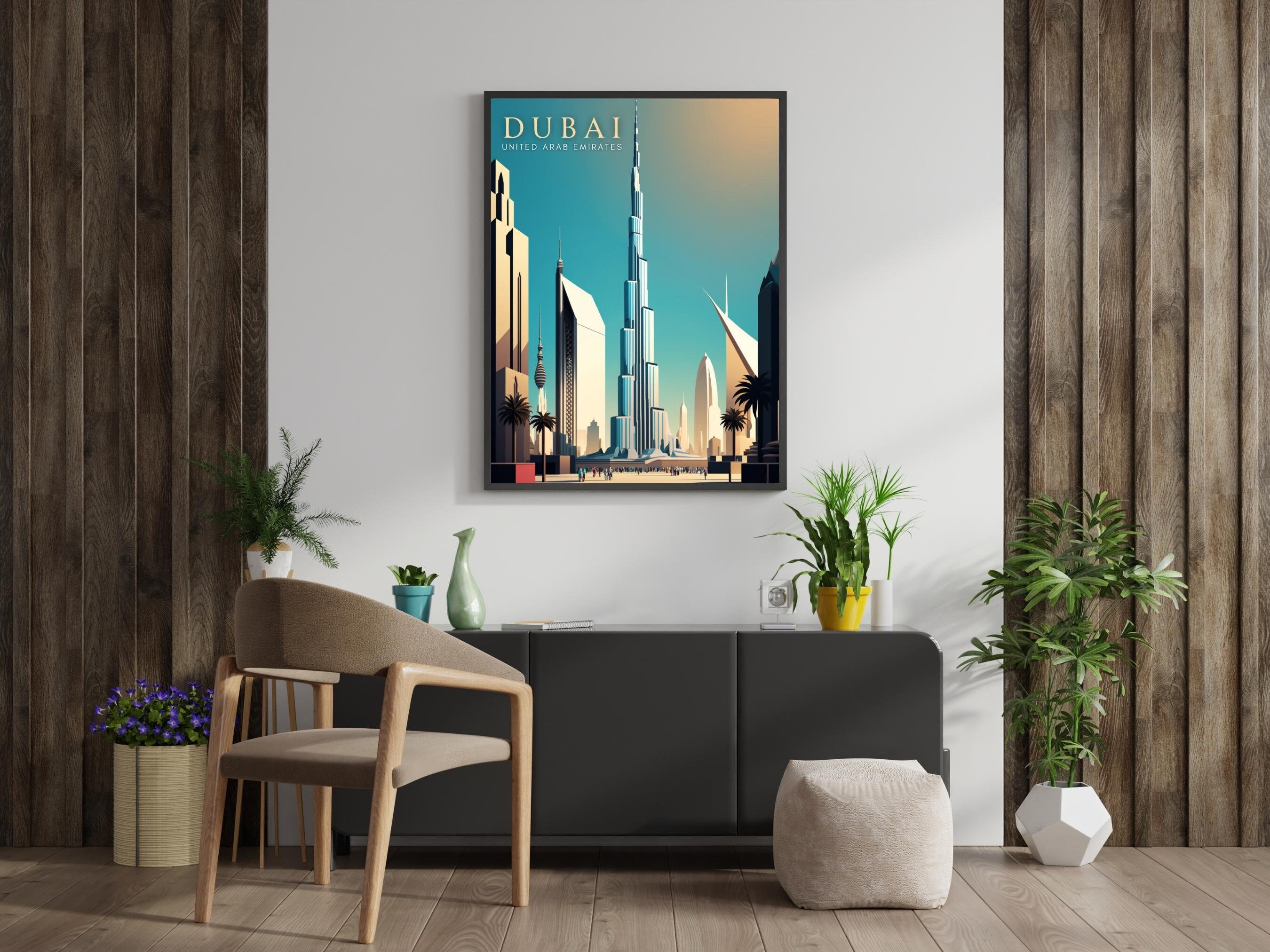 Dubai Travel Poster, UAE Wall Art Print, Dubai Skyline Art Print ...
