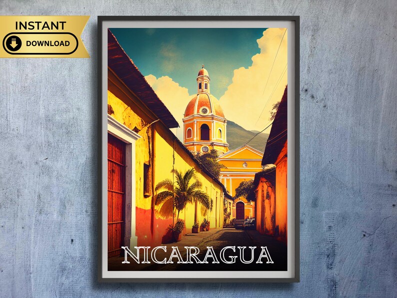 Nicaragua Travel Poster Nicaragua Wall Art Print Nicaragua - Etsy