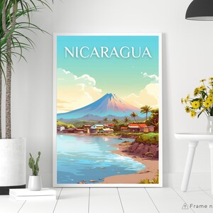 Nicaragua Travel Poster, Nicaragua Wall Art Print, Nicaragua Skyline ...