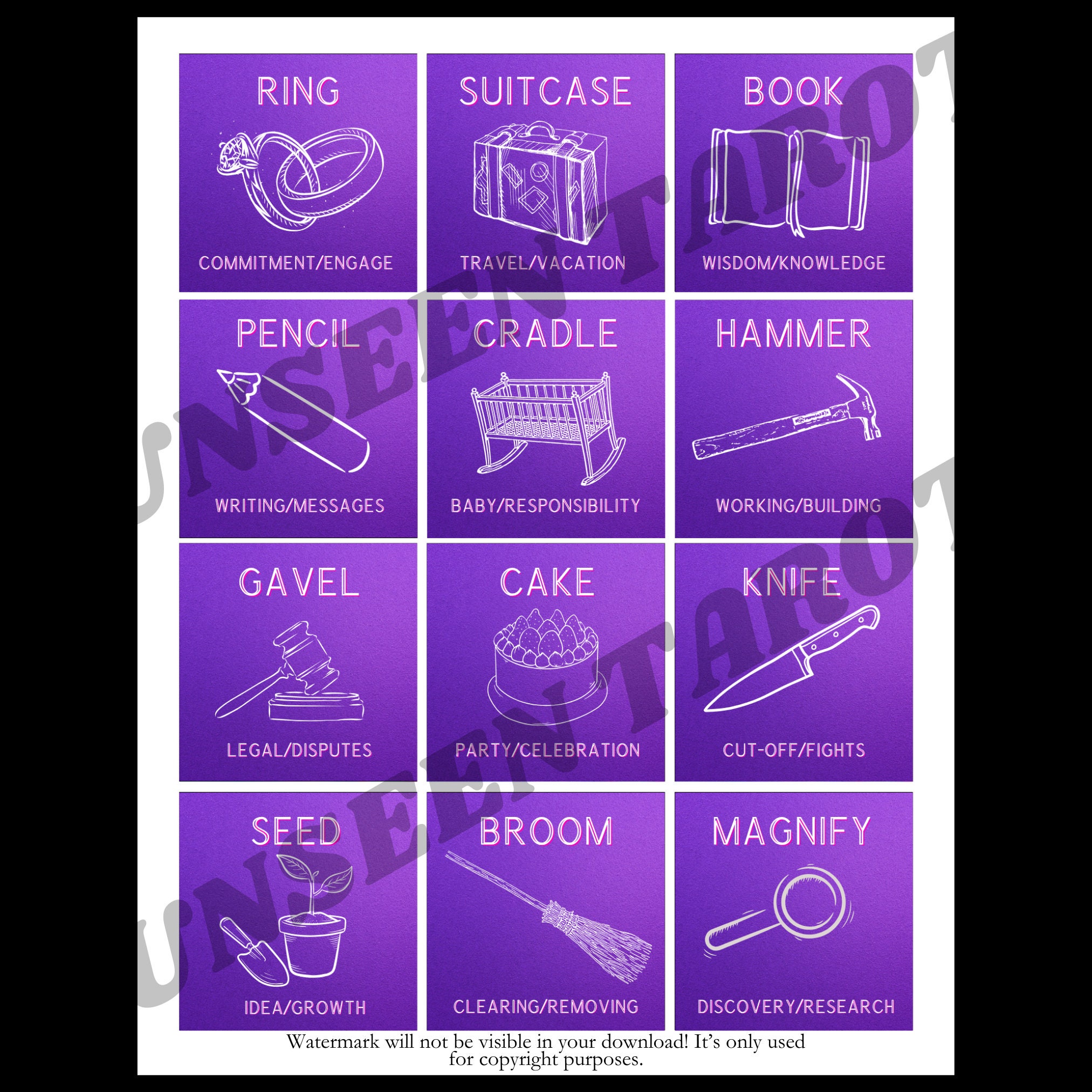 Printable Oracle Cards, Clarifying Oracle Cards, Object, Key Word ...