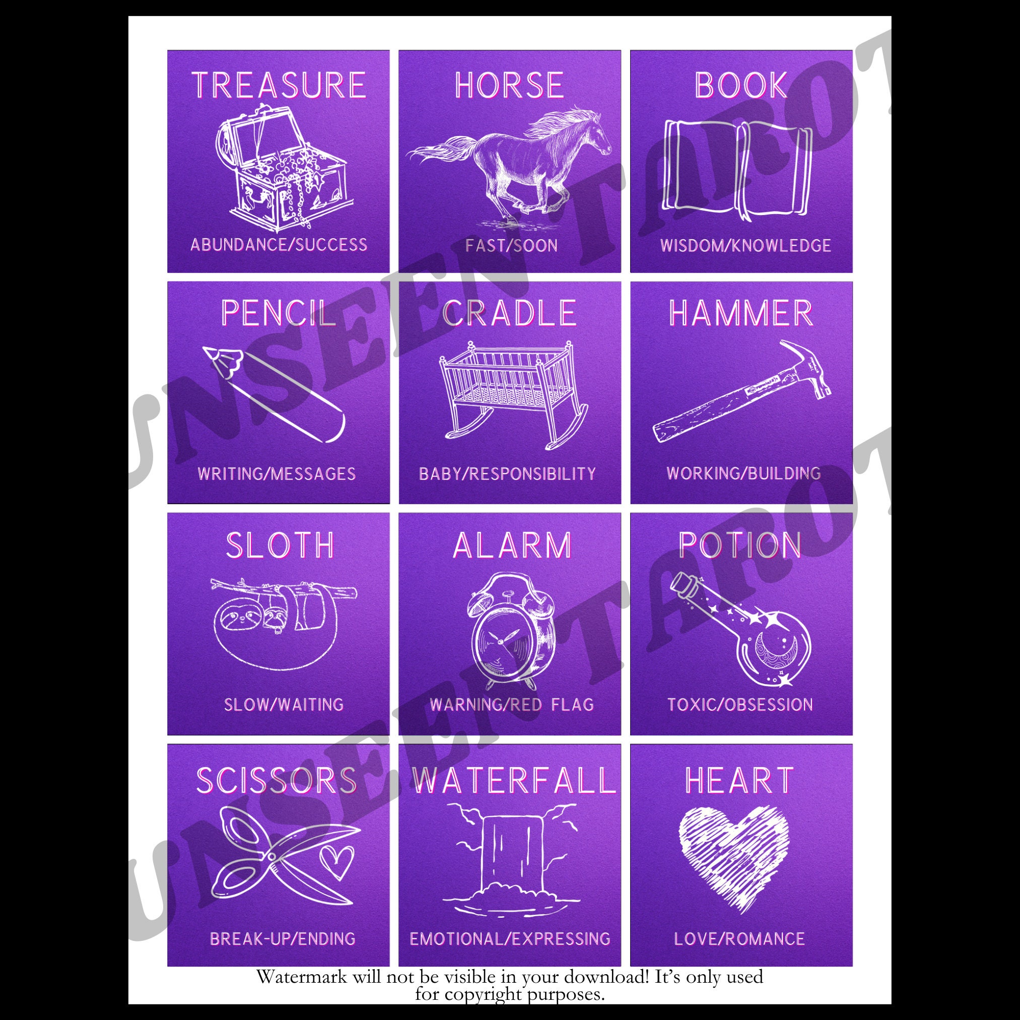 Printable Oracle Cards, Clarifying Oracle Cards, Object, Key Word ...