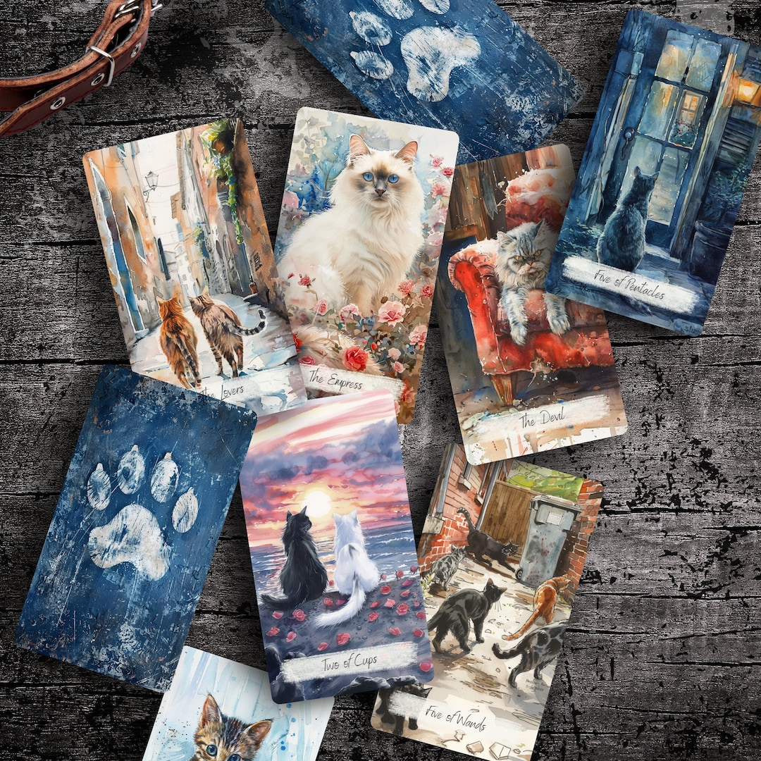 Tarot Deck Cat Tarot Deck Paw Print Prophecy Tarot Deck Unique Tarot ...