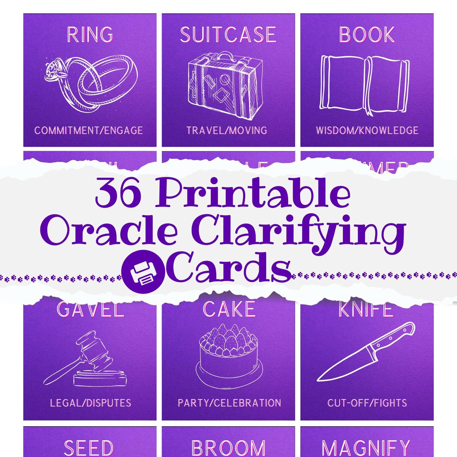 Printable Oracle Cards, Clarifying Oracle Cards, Object, Key Word ...