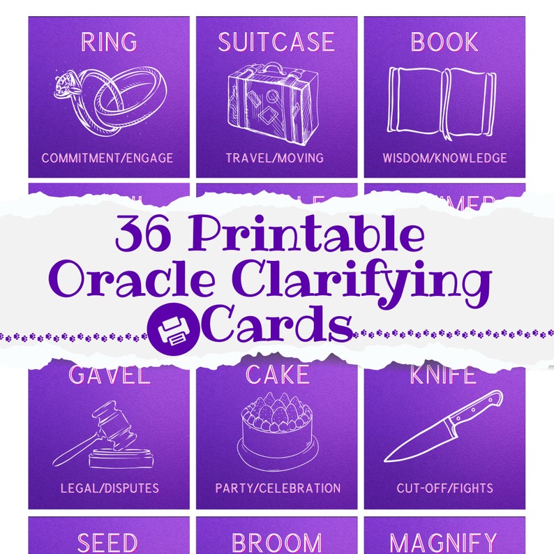 Printable Oracle Cards, Clarifying Oracle Cards, Object, Key Word ...