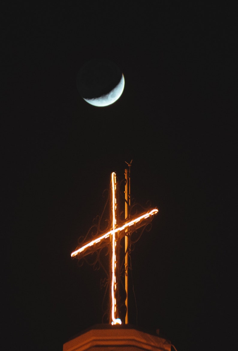 Neon Cross Poster - Etsy