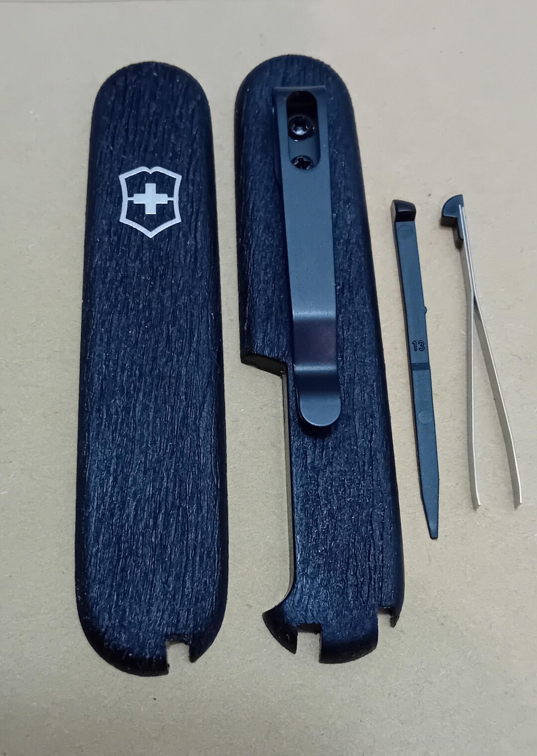 Custom Modified Deep Grain Effect Victorinox 91mm Plus Scales + Clip ...