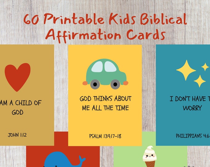 Kids Biblical Affirmation Cards | Scripture Empowering Playroom Card ...