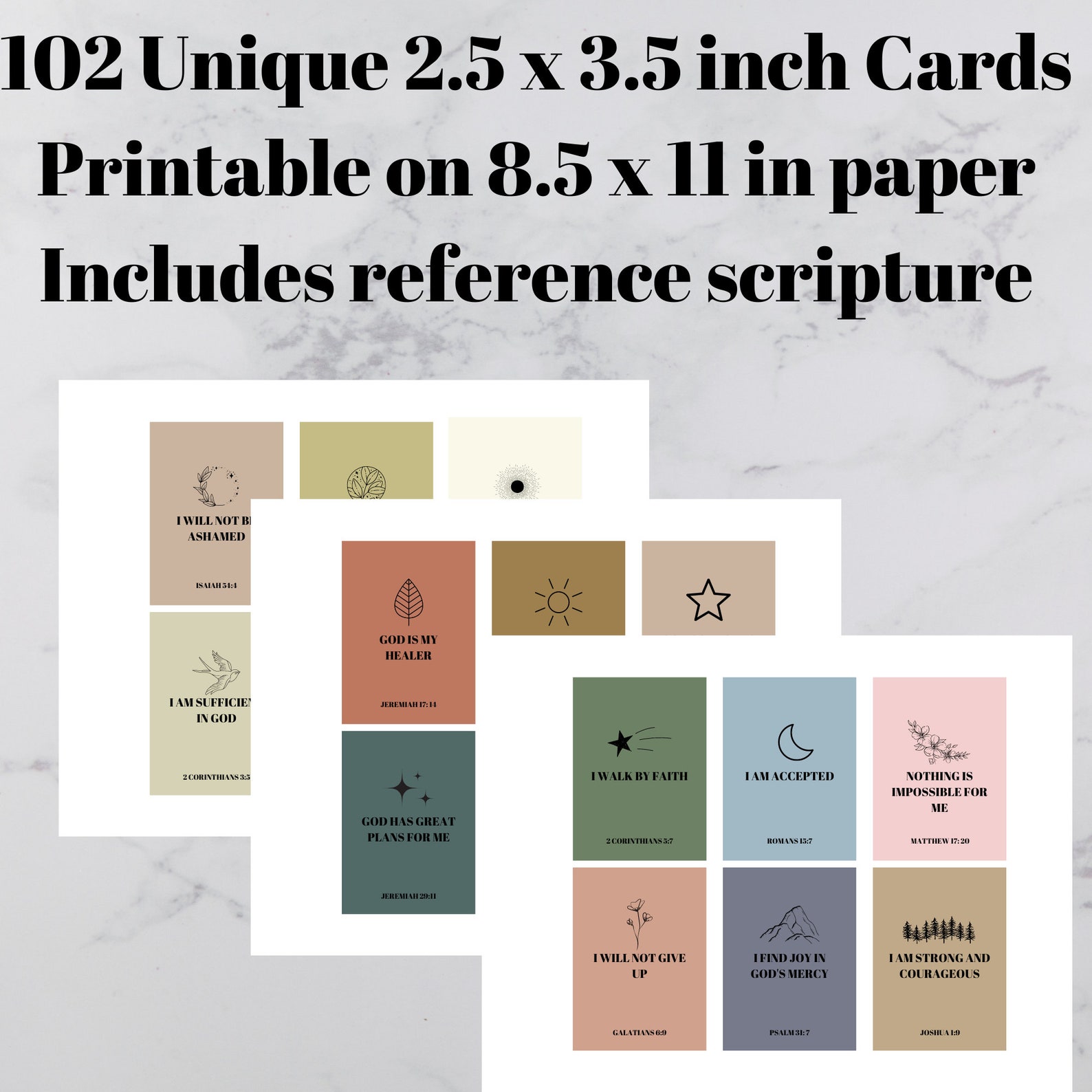 Minimalist Biblical Affirmation Cards | Scripture Cards Empowering ...