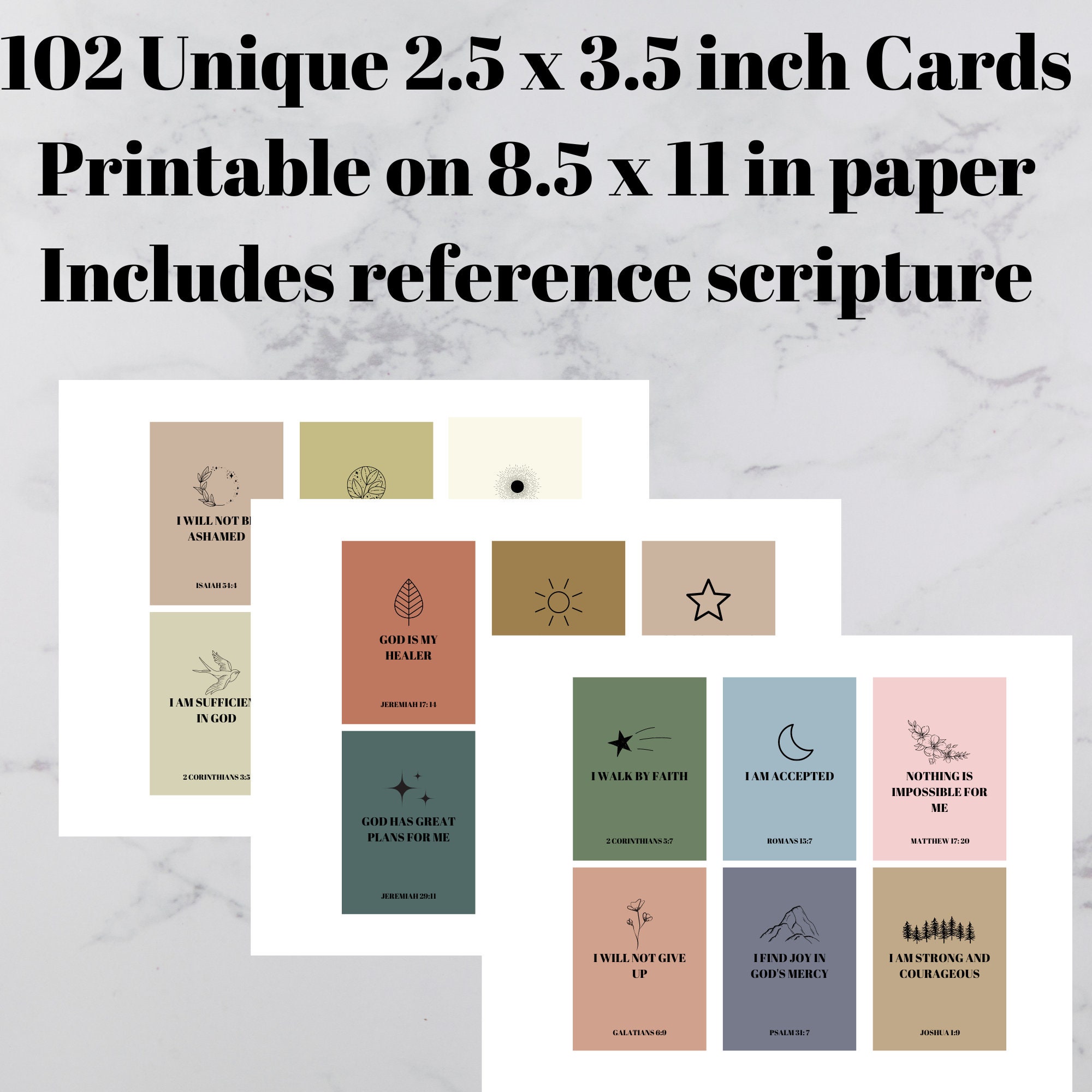 Minimalist Biblical Affirmation Cards | Scripture Cards Empowering ...