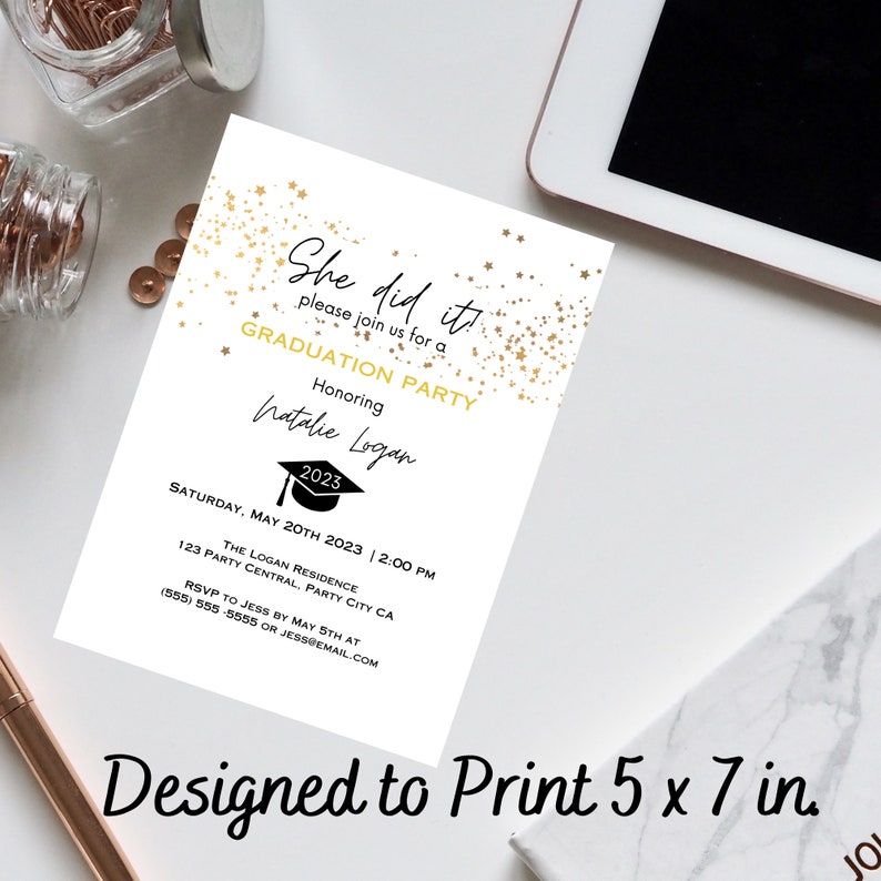 Graduation Party Invitation, Graduation Invitation Template, High ...