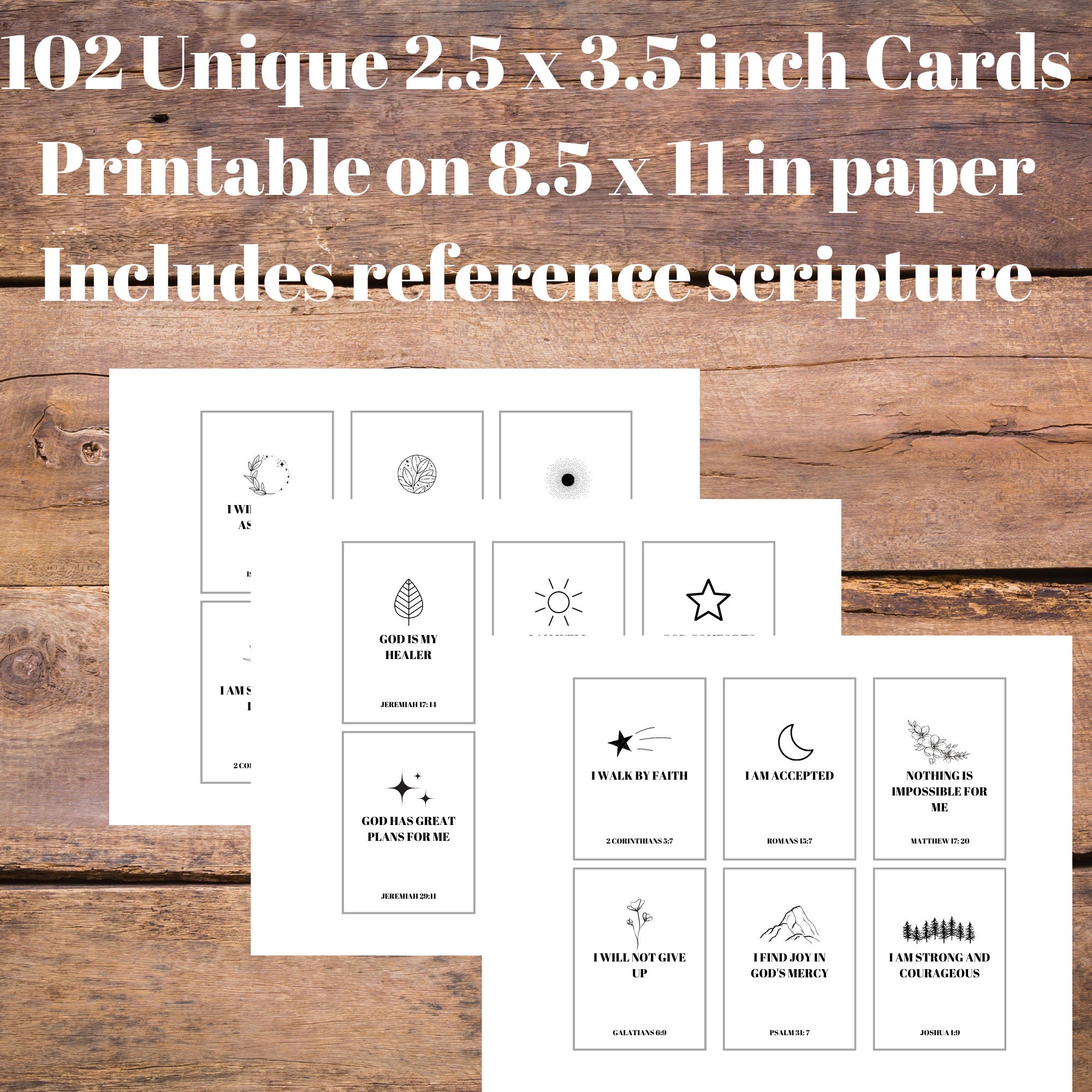 Minimalist Biblical Affirmation Cards | Scripture Cards Empowering ...
