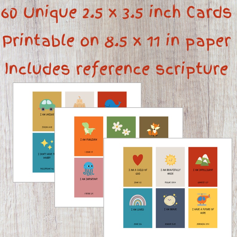 Kids Biblical Affirmation Cards | Scripture Empowering Playroom Card ...