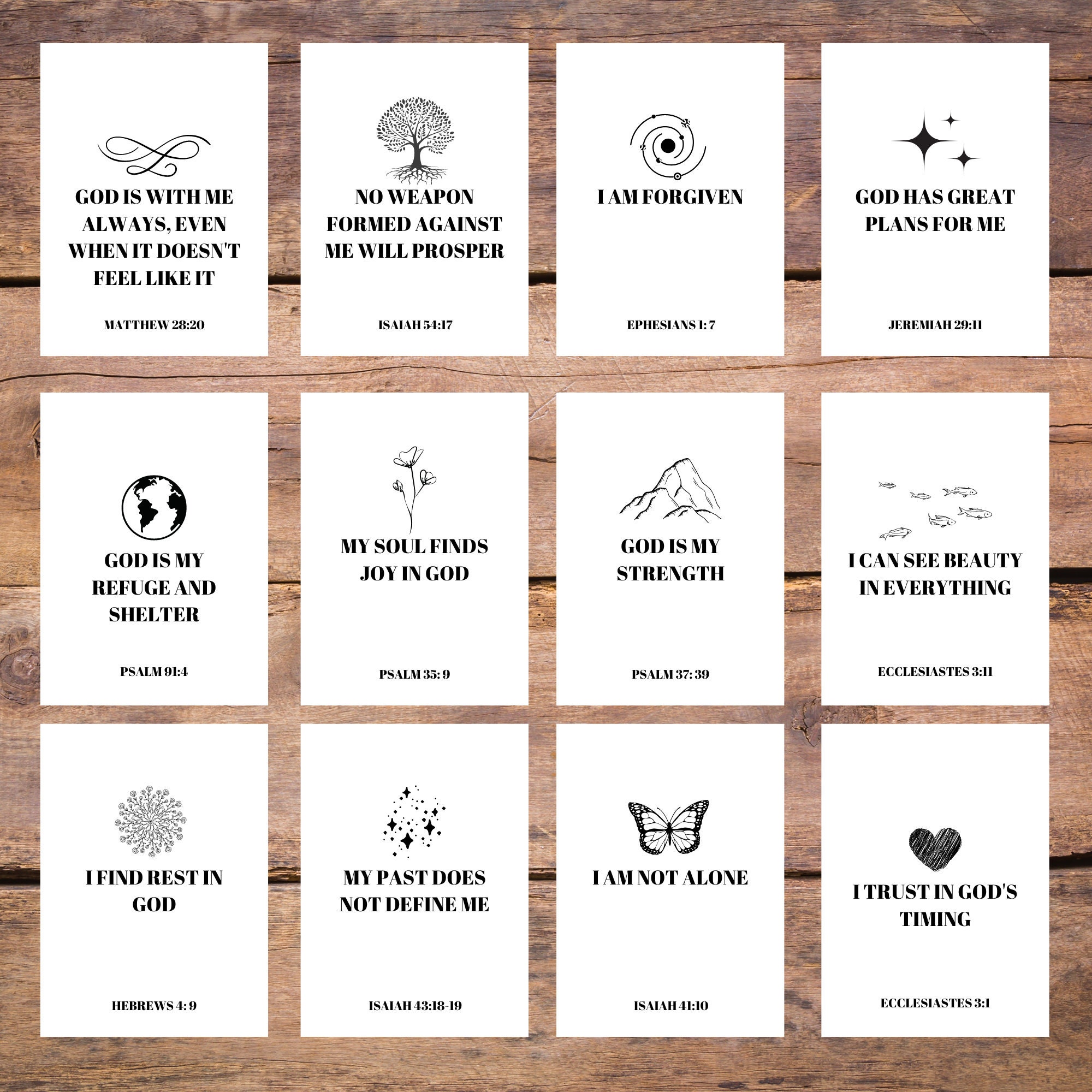 Minimalist Biblical Affirmation Cards | Scripture Cards Empowering ...