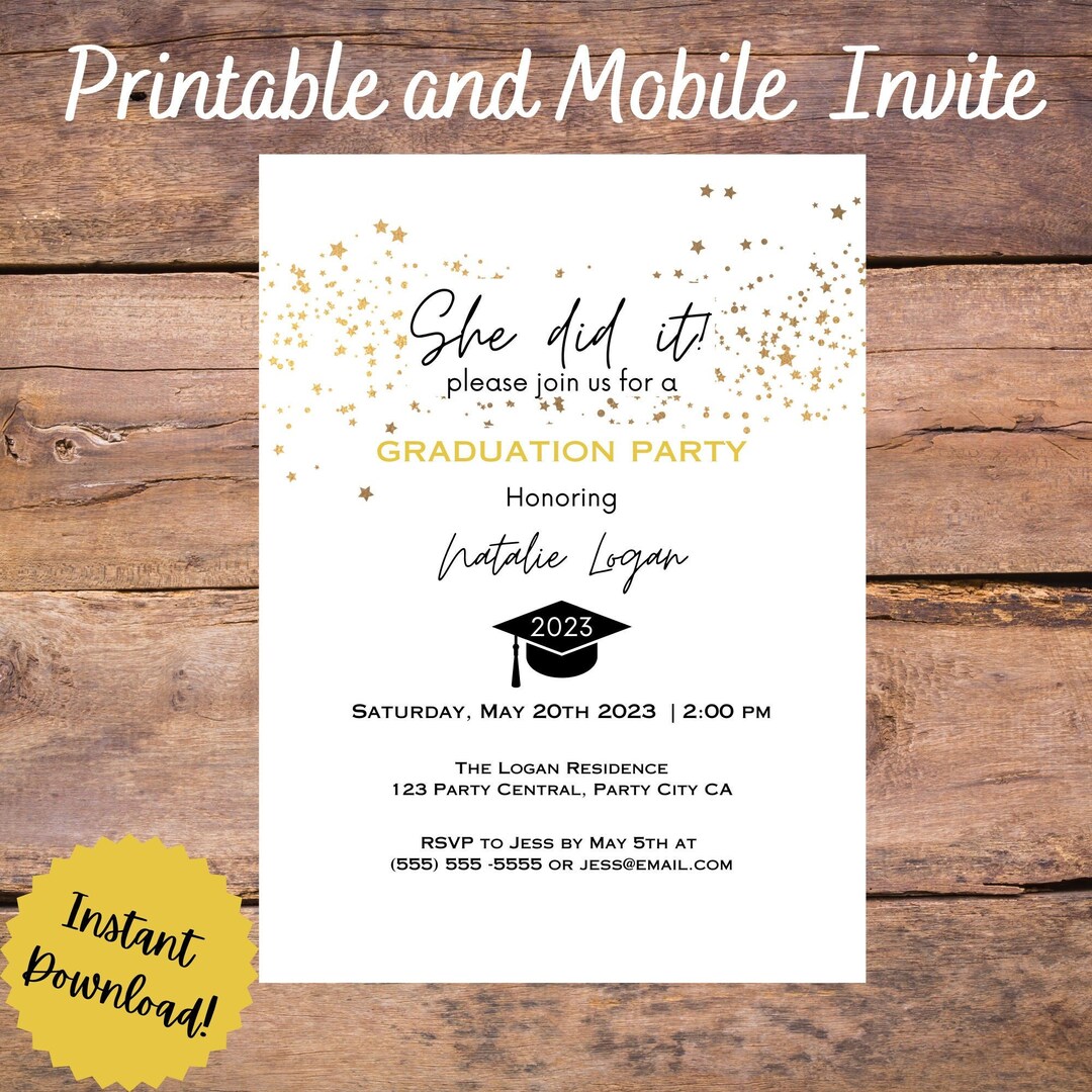 Graduation Party Invitation, Graduation Invitation Template, High ...