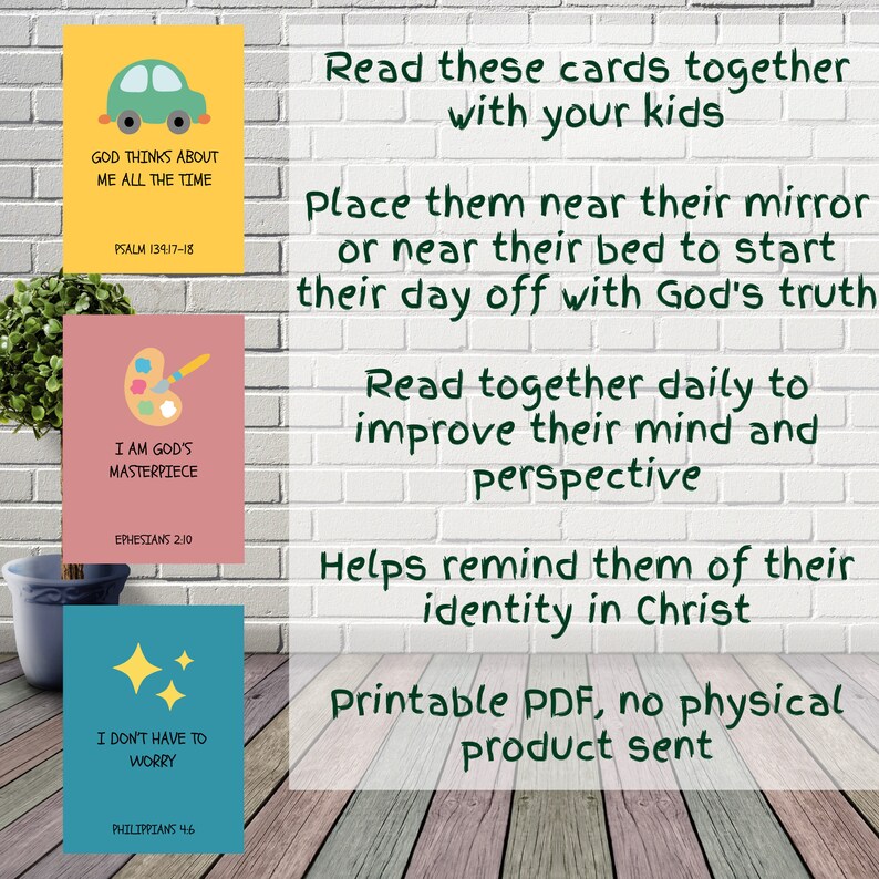 Kids Biblical Affirmation Cards | Scripture Empowering Playroom Card ...