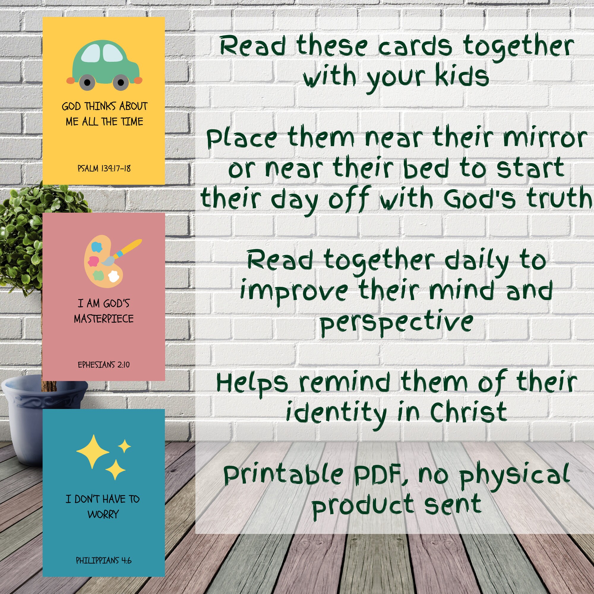 Kids Biblical Affirmation Cards | Scripture Empowering Playroom Card ...