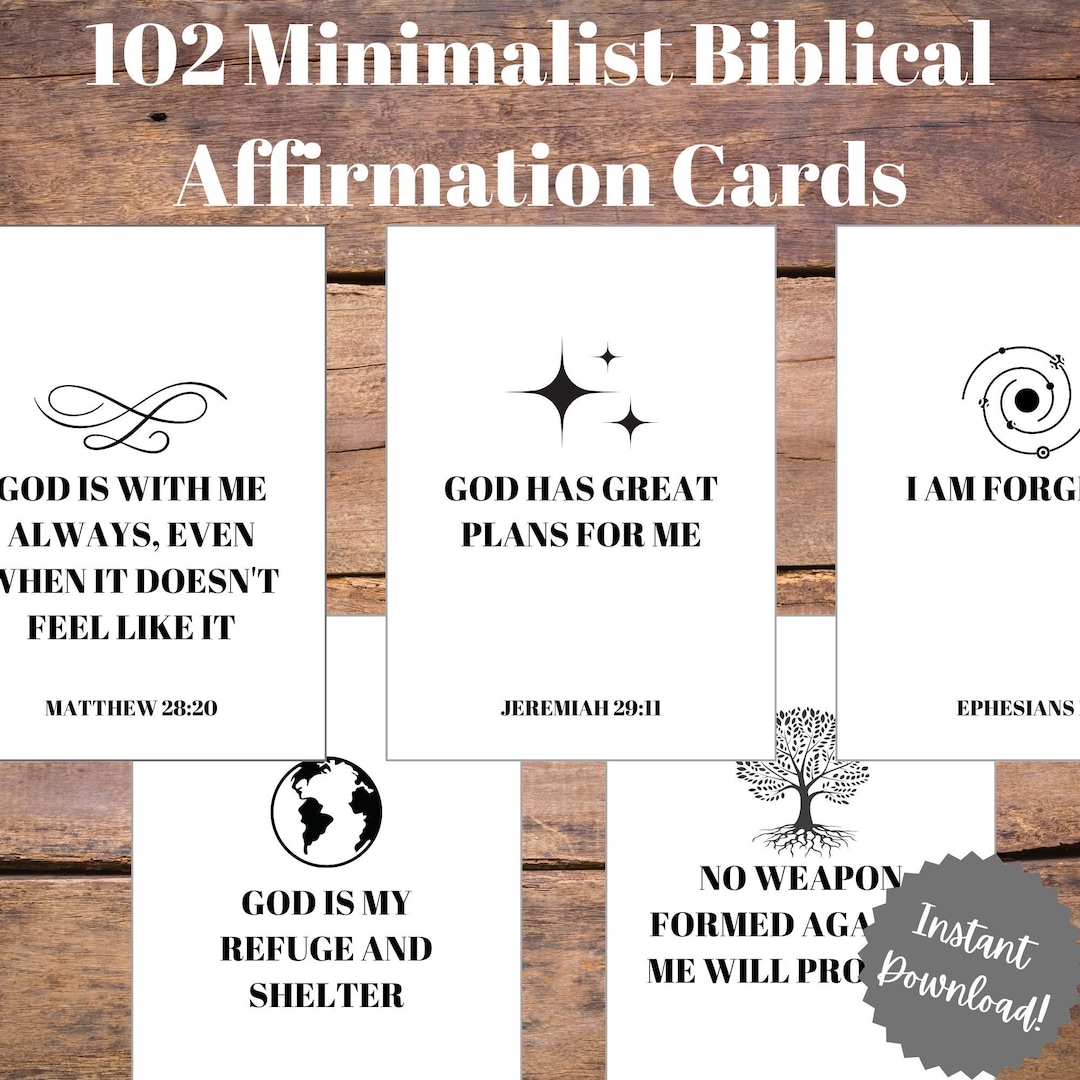 Minimalist Biblical Affirmation Cards Scripture Cards Empowering ...