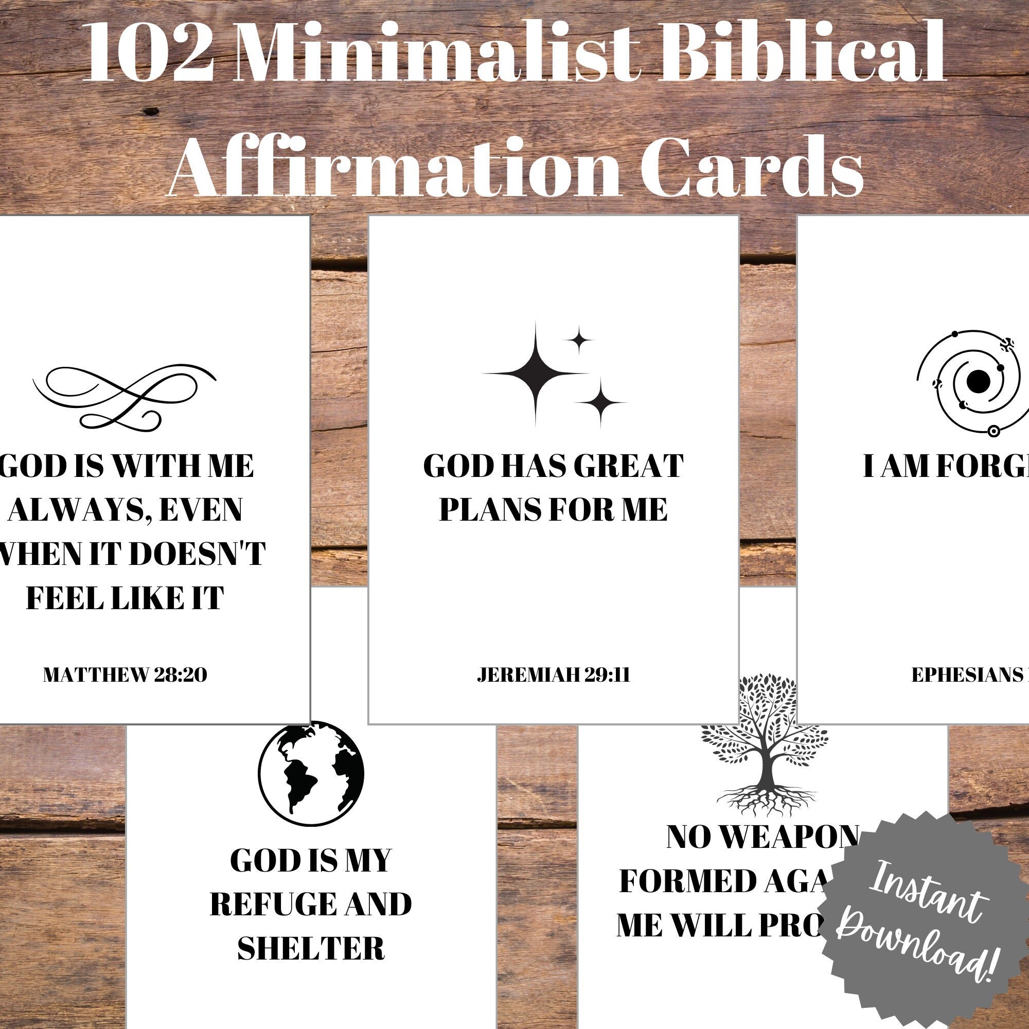 Minimalist Biblical Affirmation Cards Scripture Cards Empowering ...