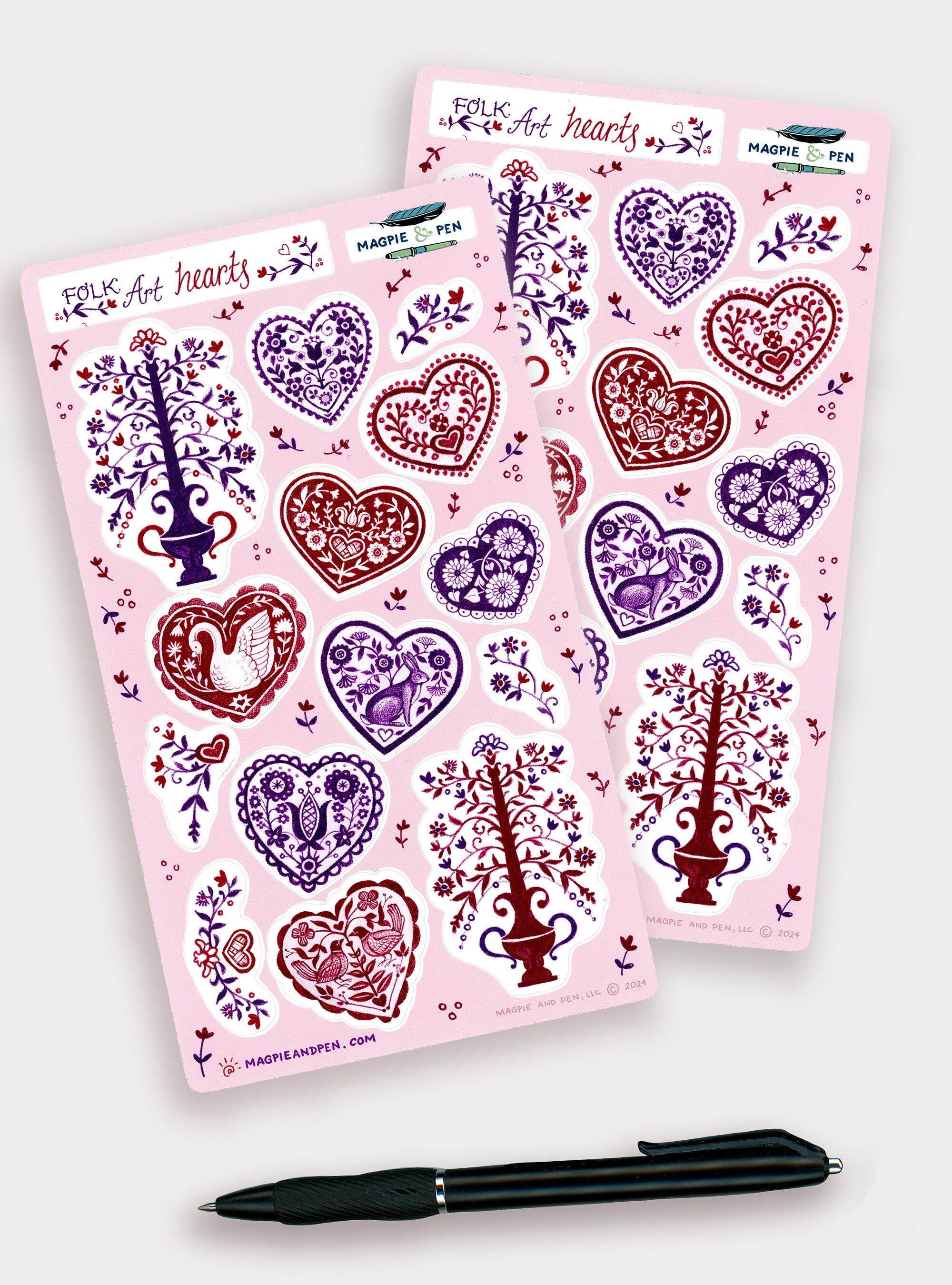 Folk Heart Sticker Sheets - Etsy